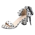 YLYL Womens Sandals Polka Dot Chunky Block Heel Open Toe Ankle Strap ...