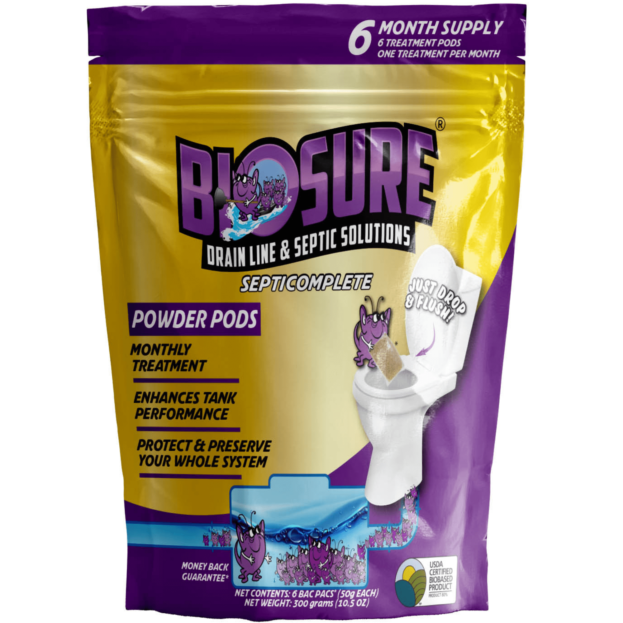 BioSure SeptiComplete Powder Pods - 6 Month Supply for Effortless ...