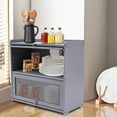 2 Tier Bamboo Storage Cabinet, Small Kitchen Pantry Sideboard with ...