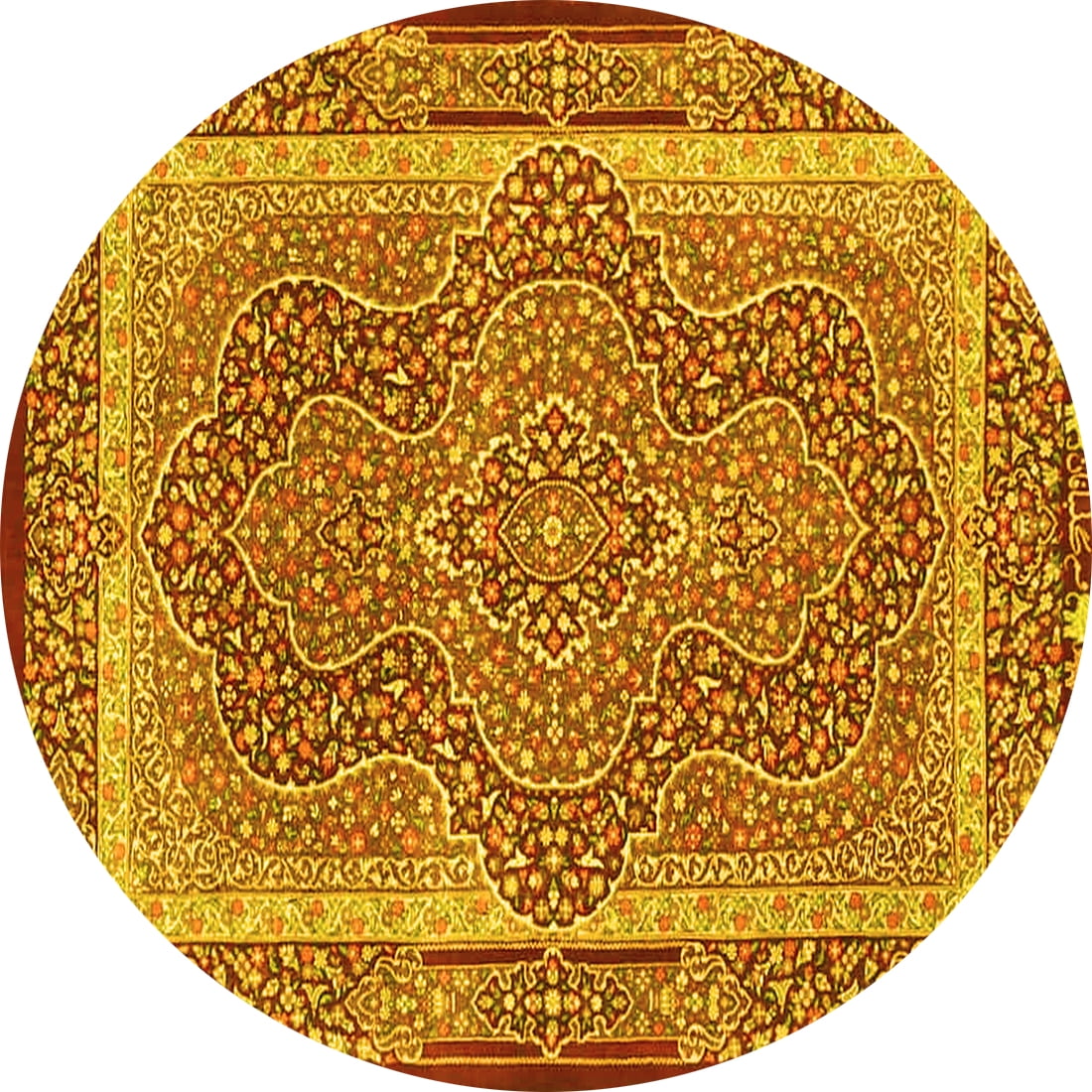 Ahgly Company Indoor Round Medallion Yellow Traditional Area Rugs, 8 ...