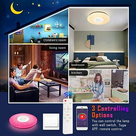 LED Ceiling Light 60W Smart LED ceiling light; Remote Control Round ...
