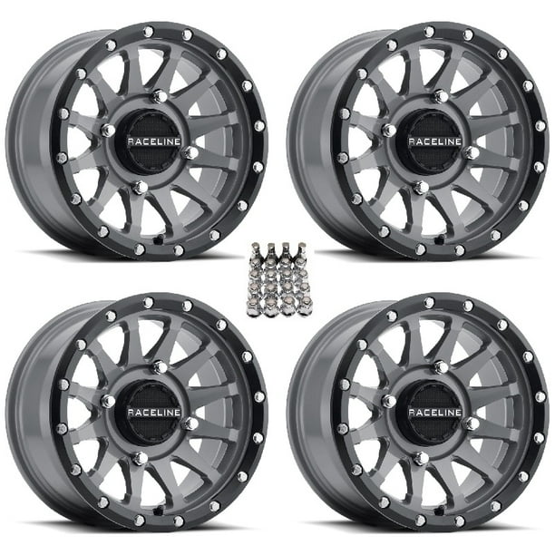 Raceline Trophy ATV Wheels/Rims Grey 14" Sportsman 550 850 1000 ...