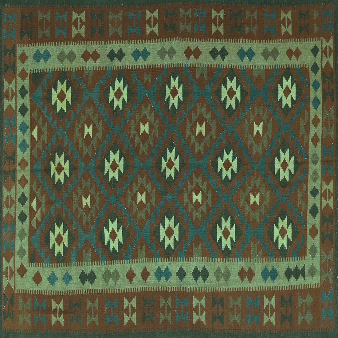 Ahgly Company Machine Washable Indoor Square Southwestern Turquoise ...