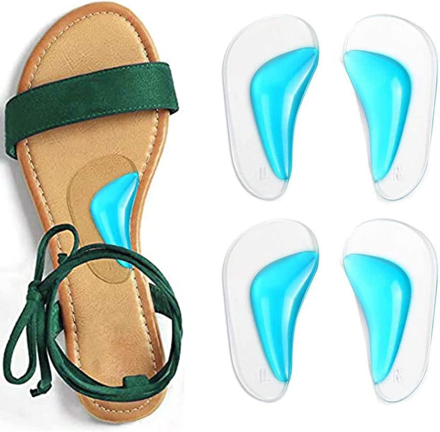 FERSWE Arch Support Shoe Insoles for Flat Feet, 10 Pcs Gel Arch Inserts ...