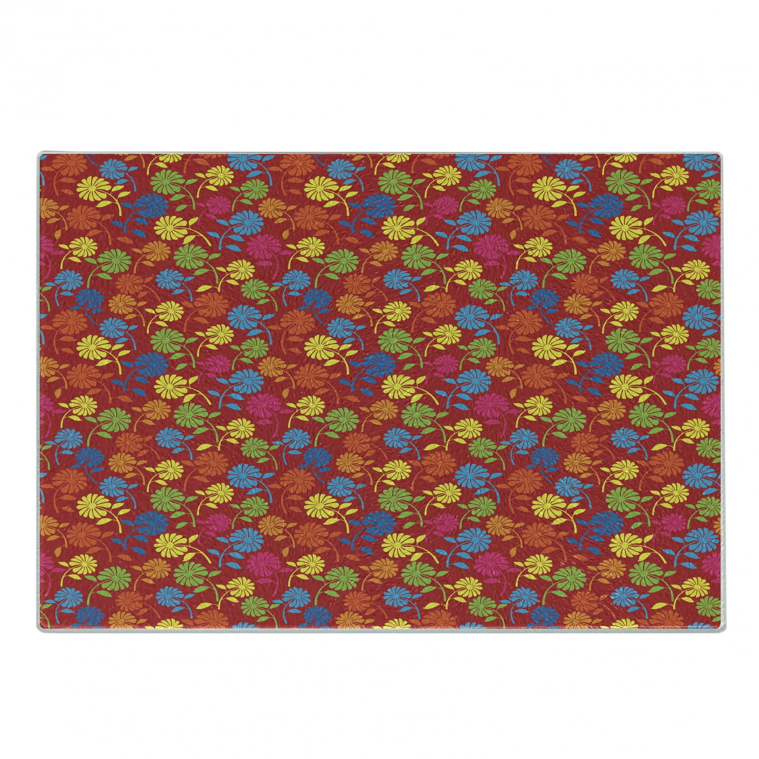 Flower Cutting Board, Colorful Blooming Daisies on a Warm Colored ...