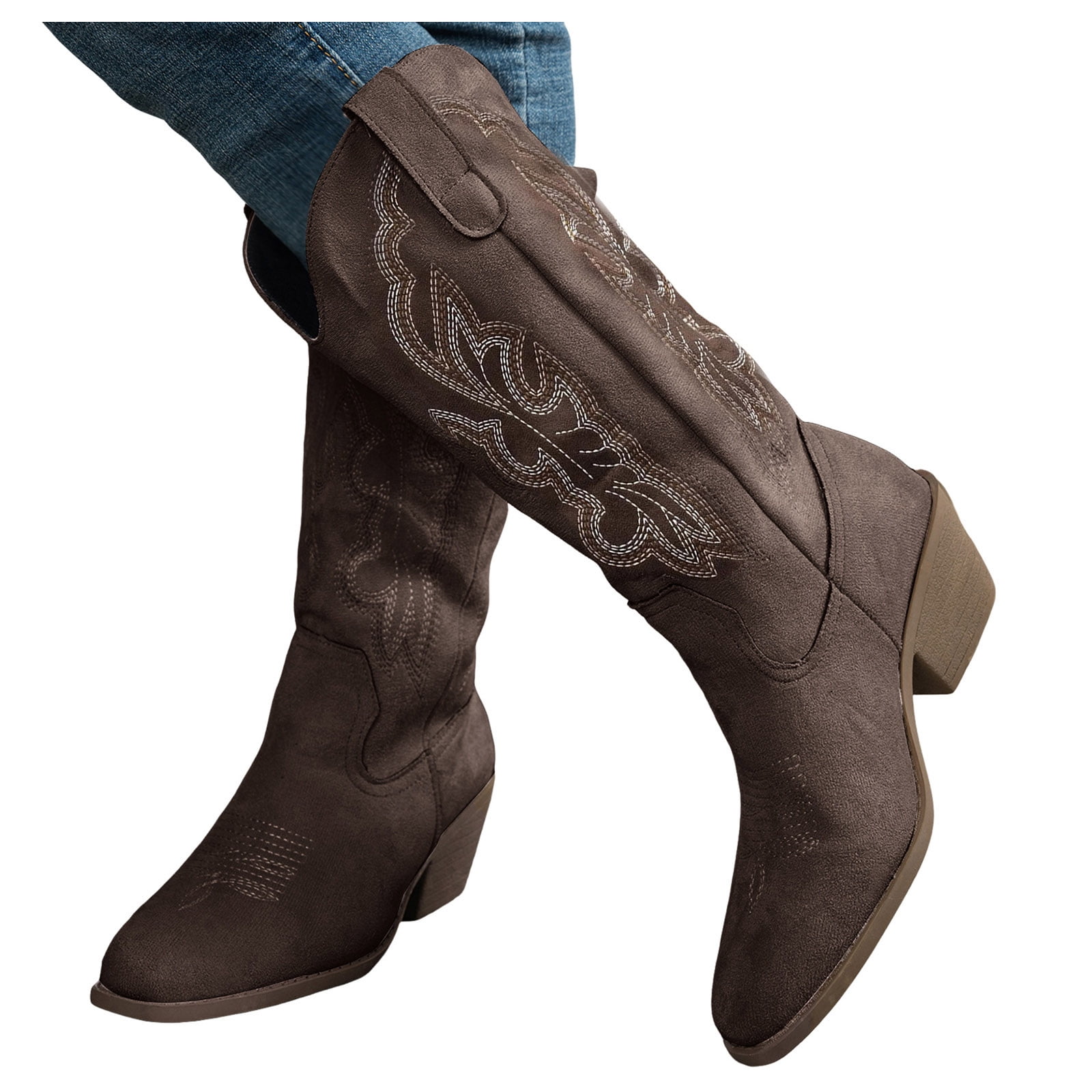 Click here for Pandaie Cowboy Cowgirl Boots For Women Chunky Heel... prices