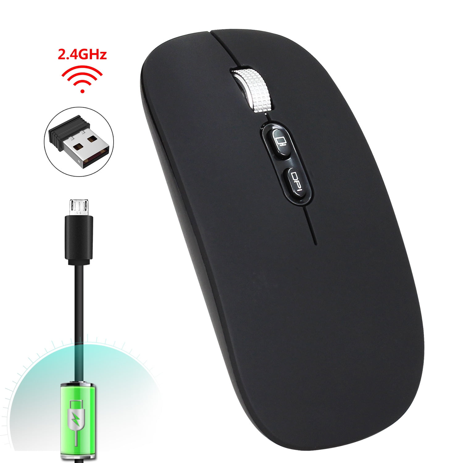 Yidarton M103 Rechargeable Wireless Mouse Mute 2.4G One Button Return ...