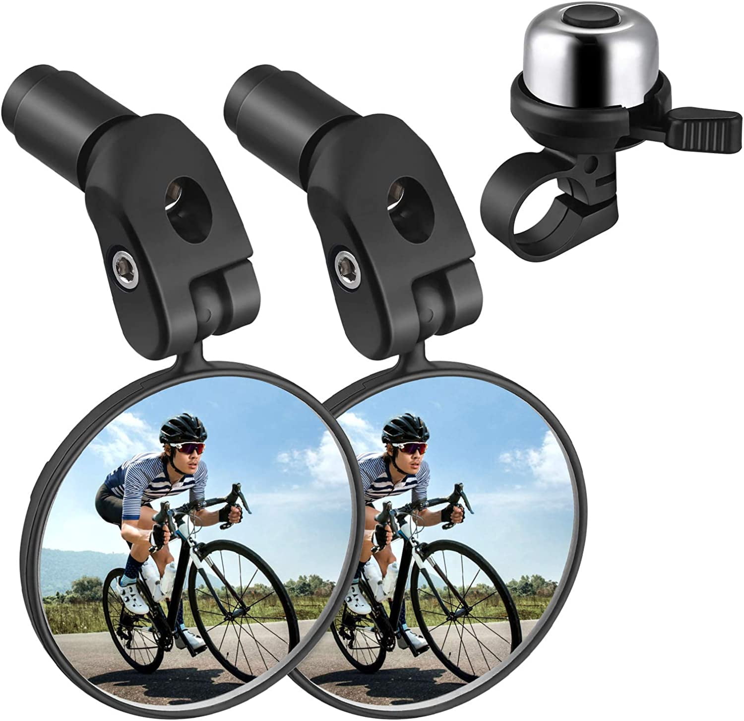 Hengswere 2 Pack Bike Mirror,Adjustable Rotatable Rear View Glass ...