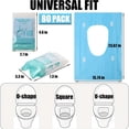 80pc Disposable Toilet Seat Covers, 16x24in. Portable for Travel ...