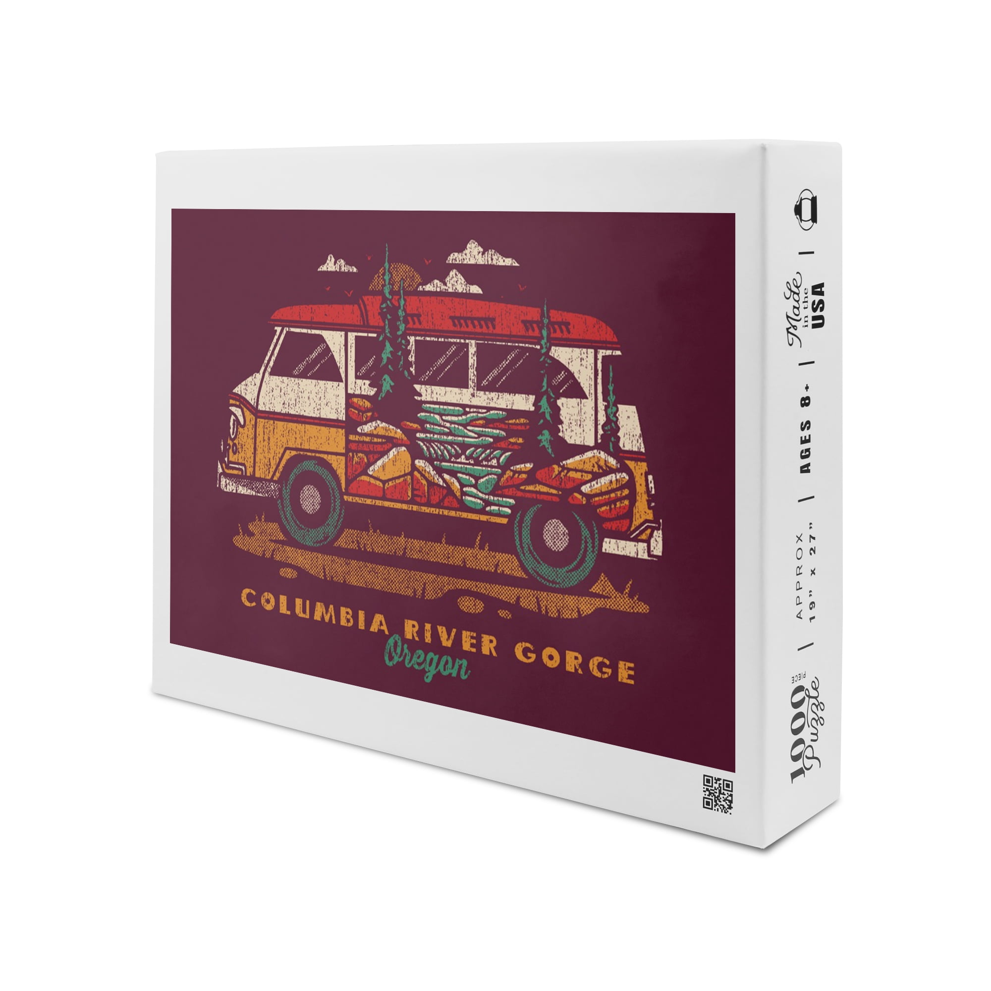 Columbia River Gorge, Oregon, LP Camper Van, Distressed Vector (1000 ...