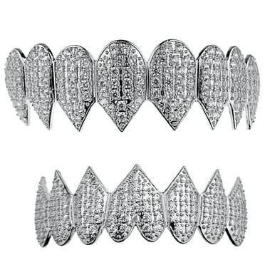Black Shark Grillz Set 8 Top & Eight Bottom Teeth Vampire Fangs Hip Hop ...