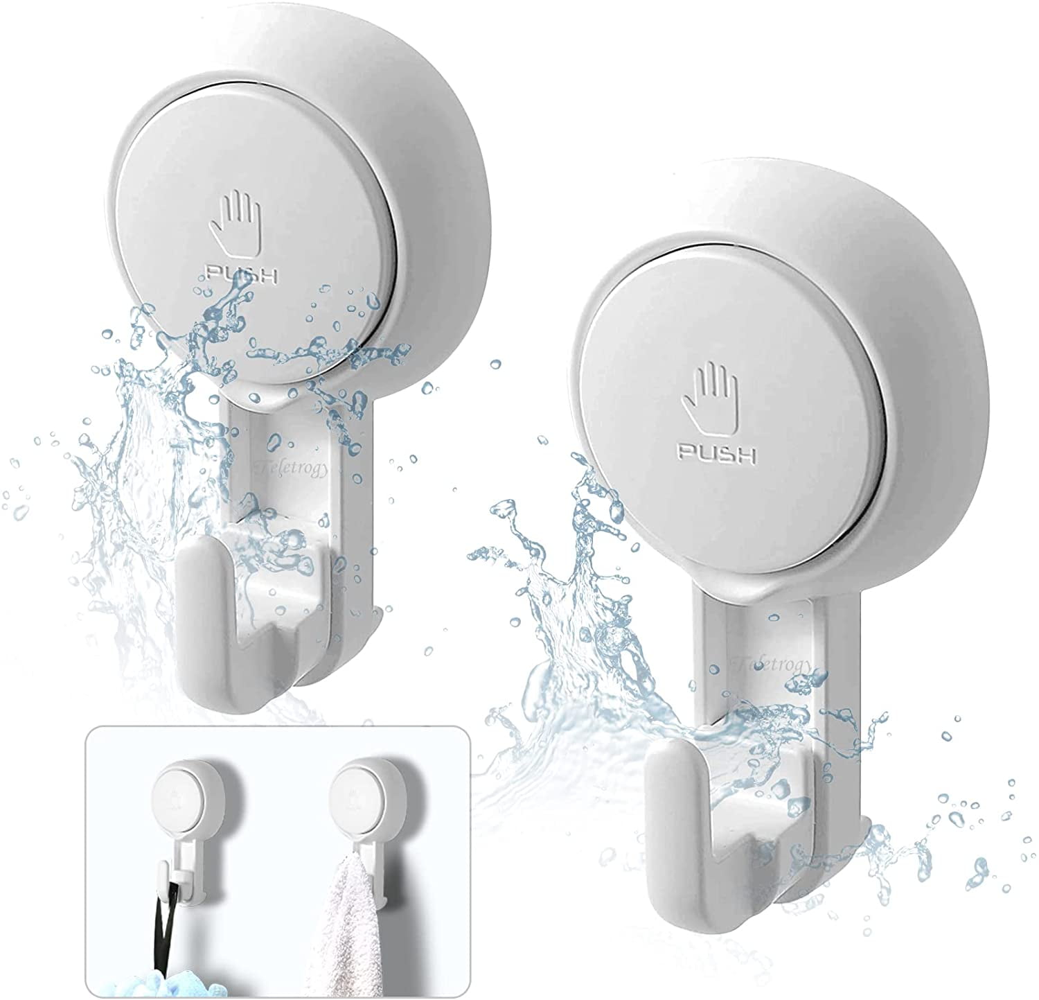 Suction Hook 2 Pack Heavy Duty Suction Hook Powerful Push Removable ...