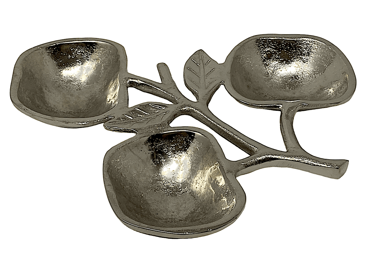 Serving Tray Silver Apple Shape Metal Serveware For Nuts Dried Fruits ...