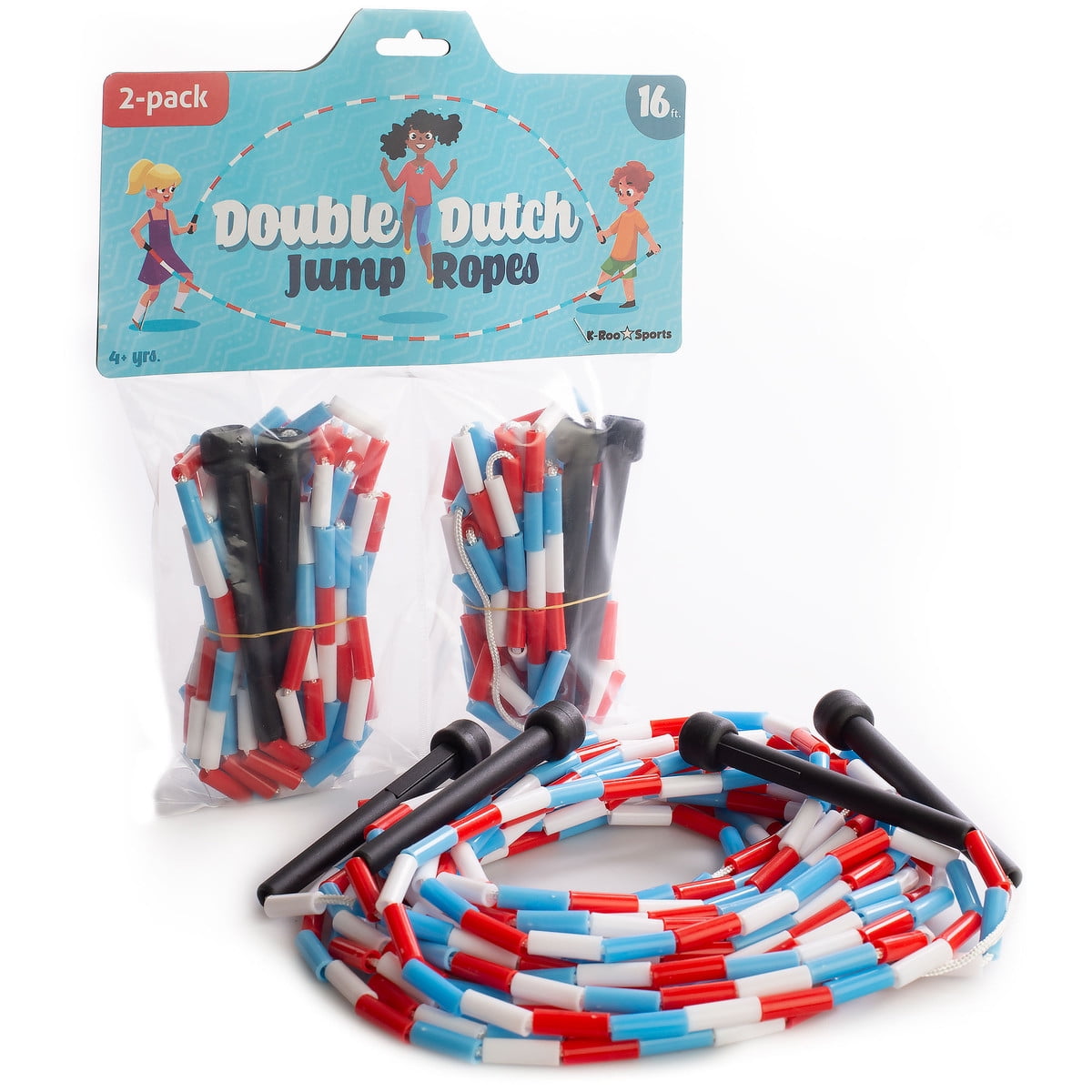2-pack Double Dutch Jump Ropes, Red/White/Blue 16ft - Walmart.com