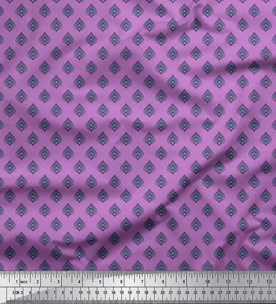 Soimoi Satin Silk Fabric Geometric Scale Design,Floral & Ogee Damask ...