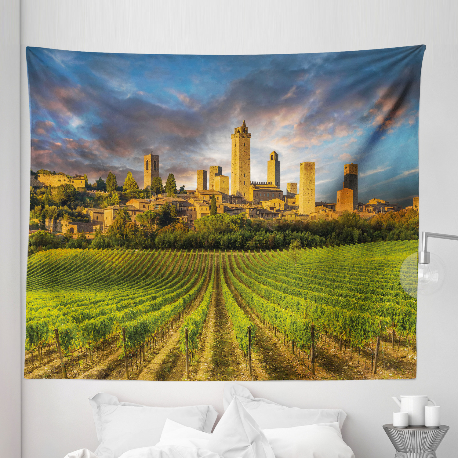 Italy Tapestry, Vineyards of San Gimignano Tuscany Historic ...