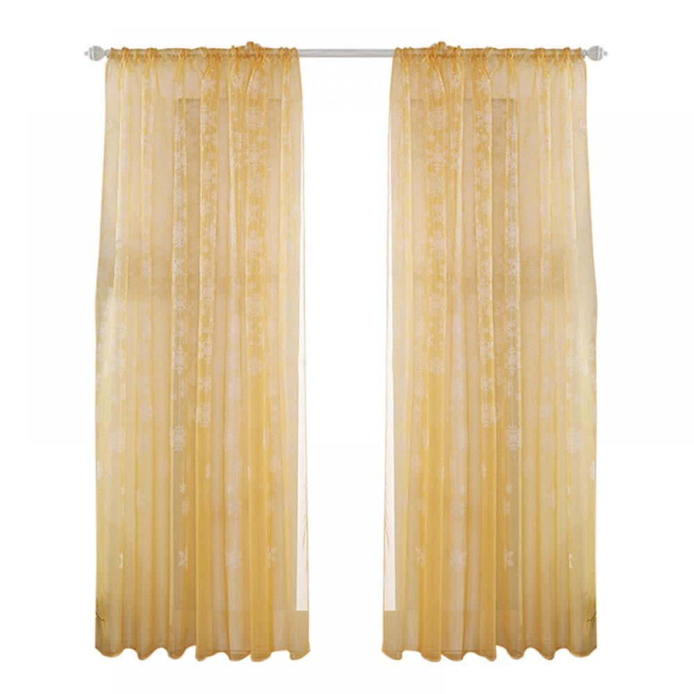 Curtains Snowflake Sheer Curtains Cute Snow Print Voile Drapes for ...