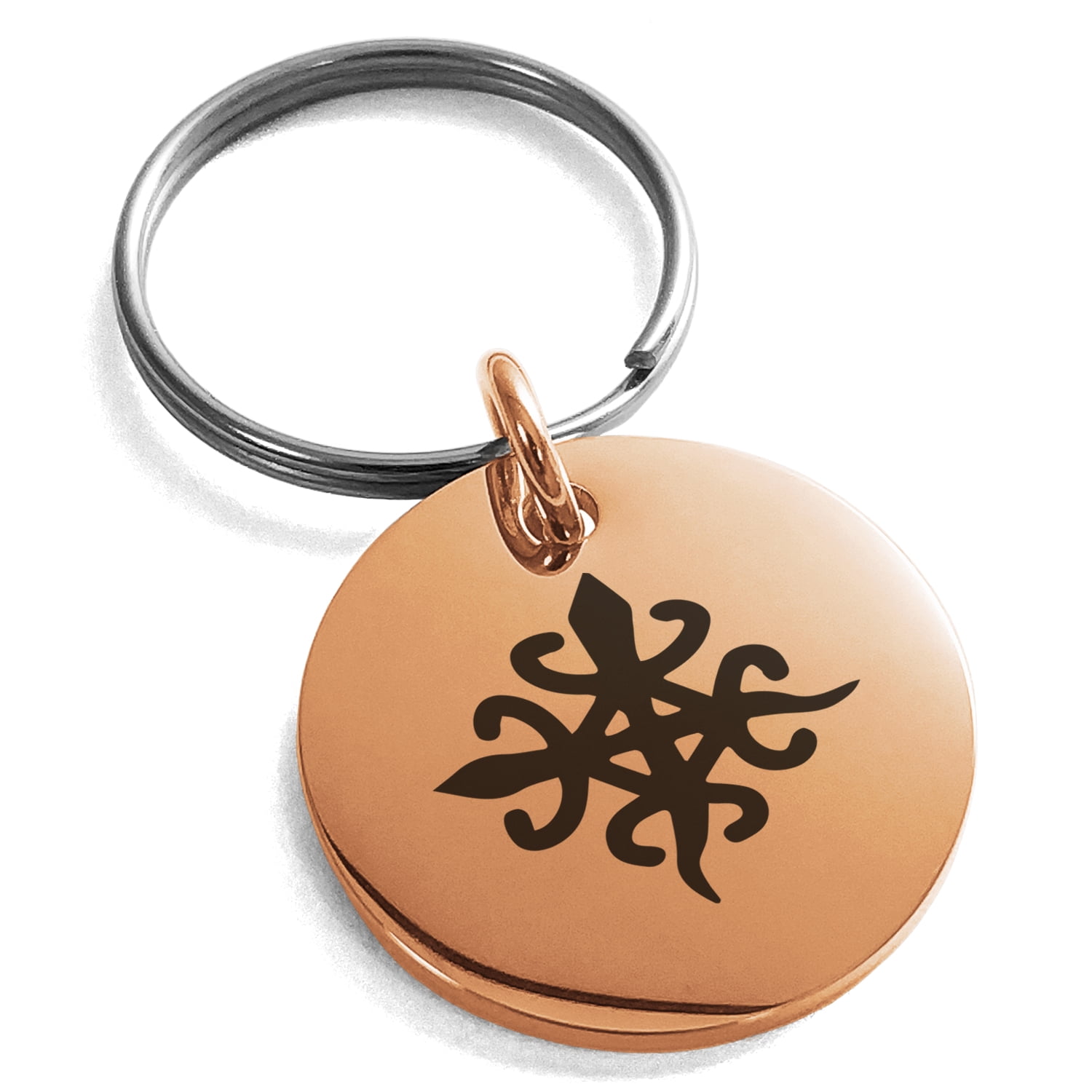 Stainless Steel Aztec Unity Rune Engraved Small Medallion Circle Charm ...