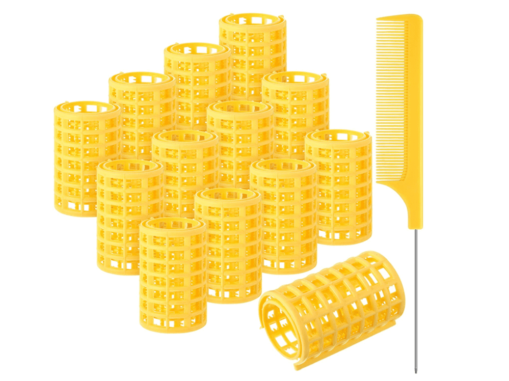 12 Pieces Hair Roller, Large Size Plastic Hair Rollers Hair Curlers ...