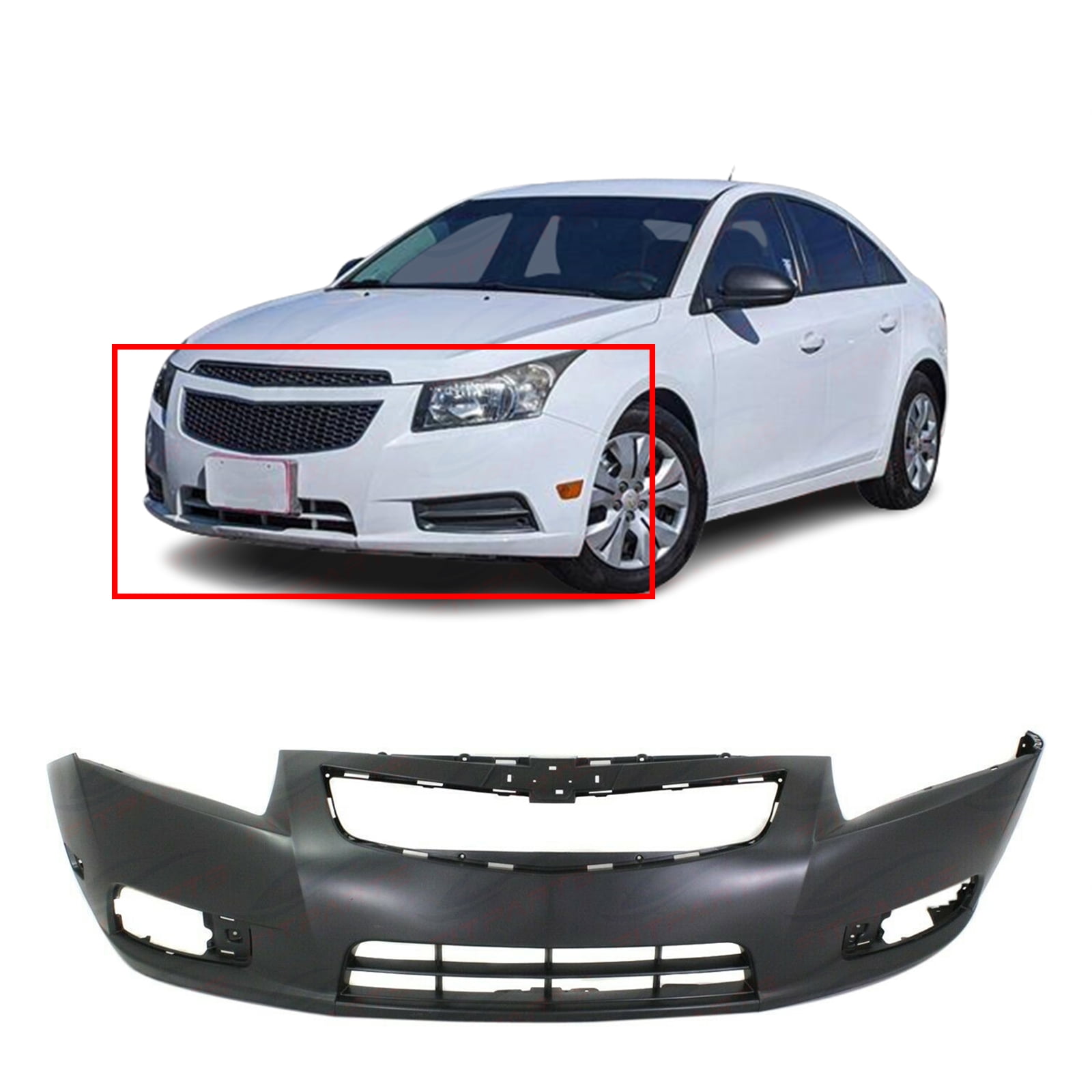 Primed Front Bumper Cover For 2011-2014 Chevy Chevrolet Cruze Base LS ...