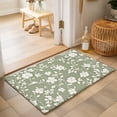 Retro Rural White Flowers Rectangle Rug 2'x3' Floral on Sage Green ...