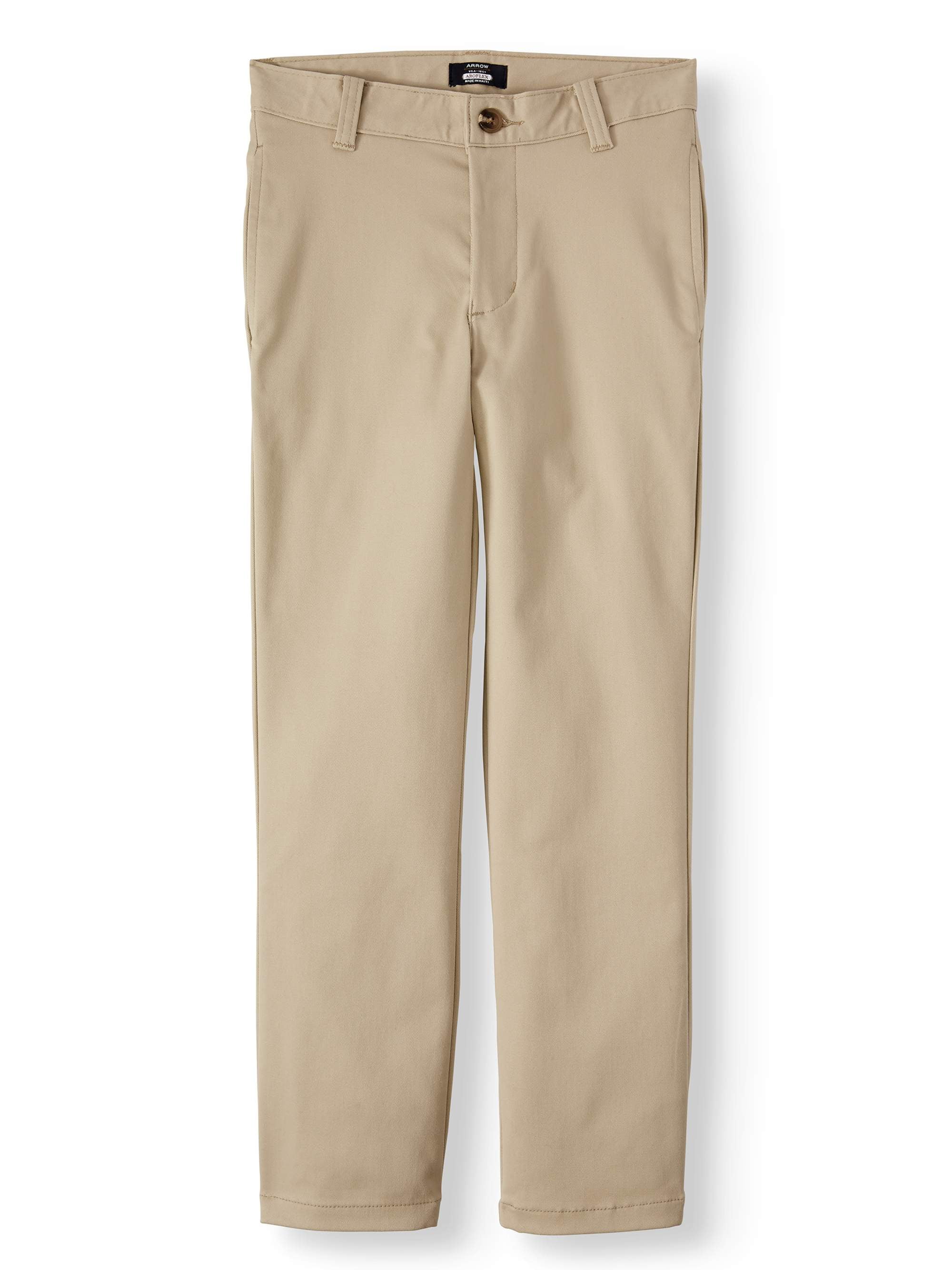 Arrow Aroflex Super Soft Stretch Twill Flat Front Pant (Husky Boys ...