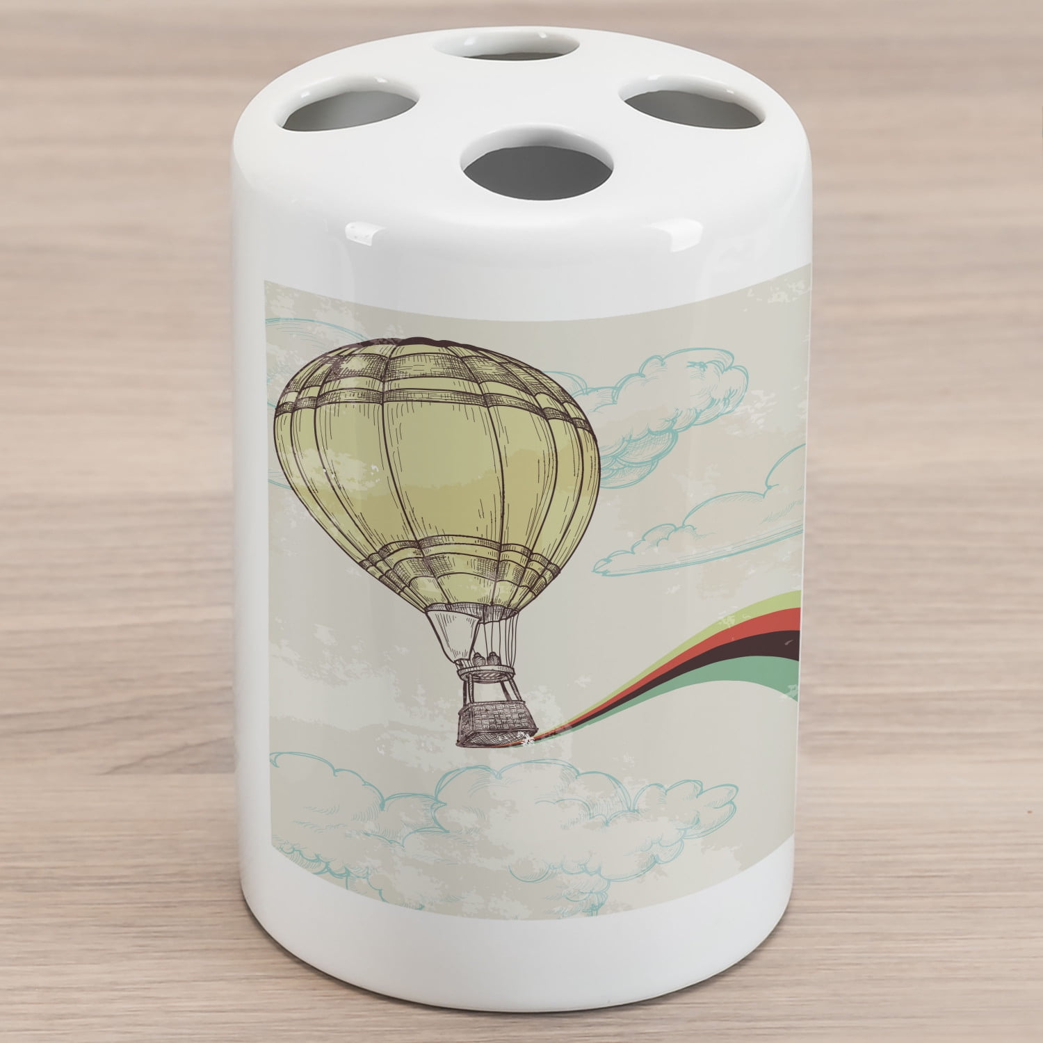 Vintage Ceramic Toothbrush Holder, Hot Air Balloon in Rainbow ...