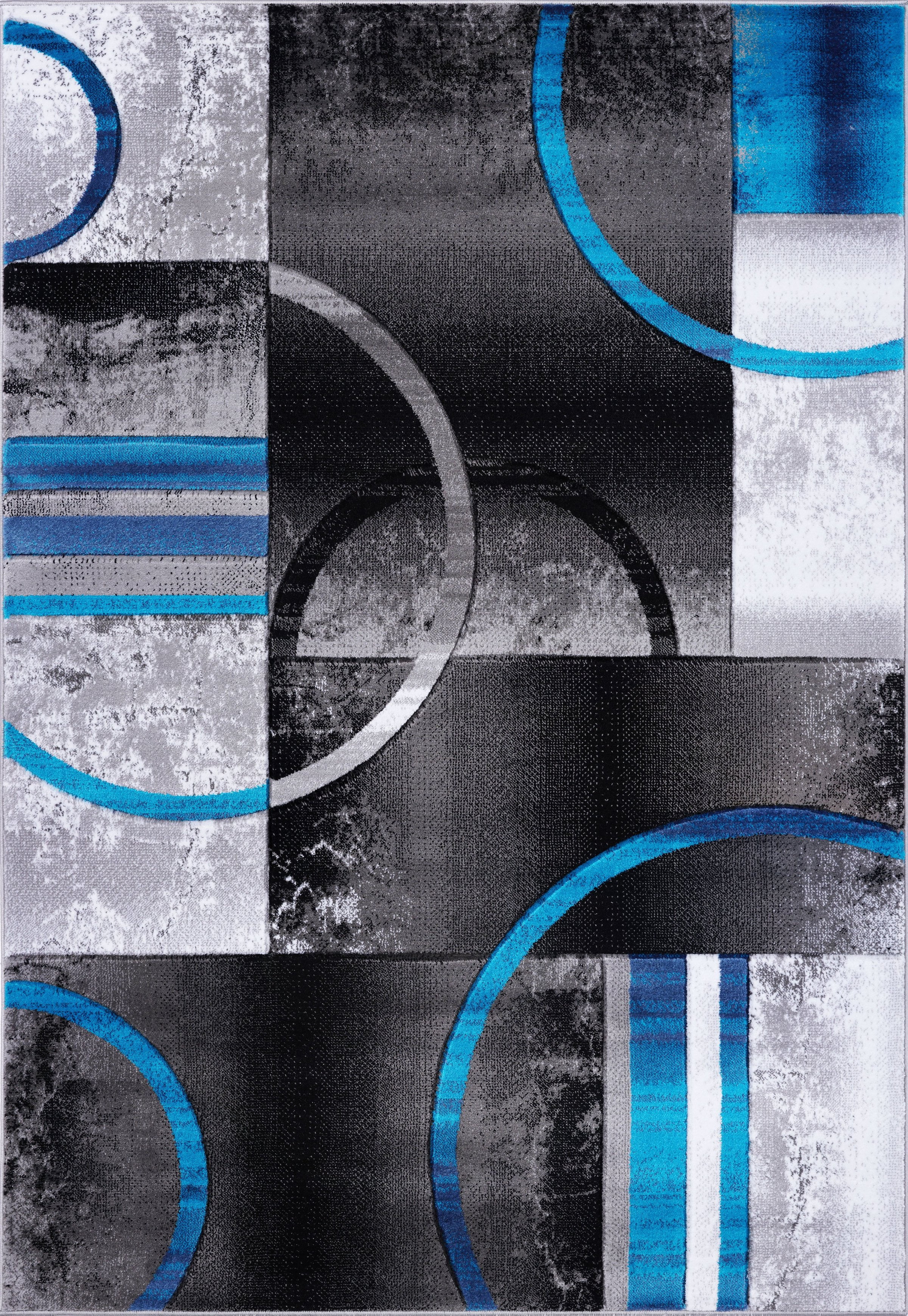 Ladole Rugs Black Grey Blue Turquoise Modern Geometric Area Rug Mat ...