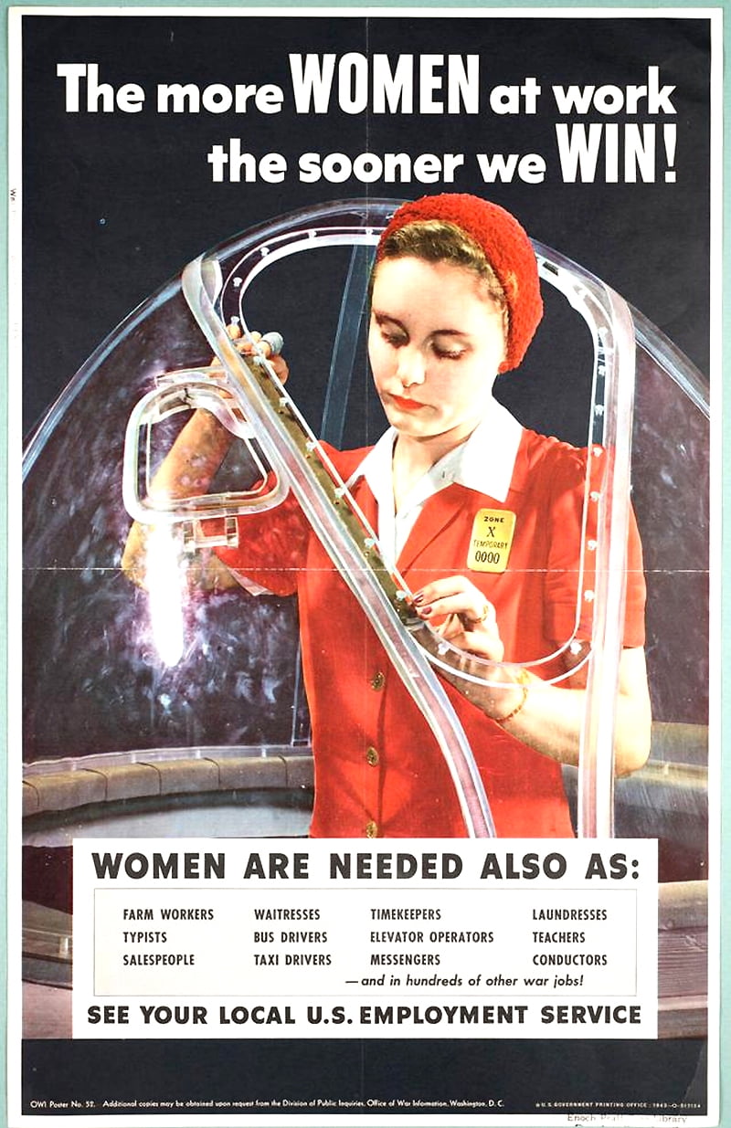 The more women at work the sooner we win! paper poster 14" x 20 ...