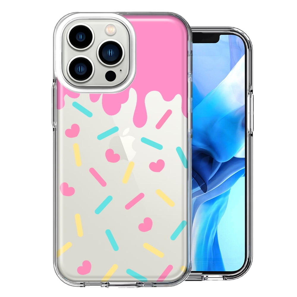 MUNDAZE Apple iPhone 13 Pro Pink Drip Frosting Cute Heart Sprinkles ...