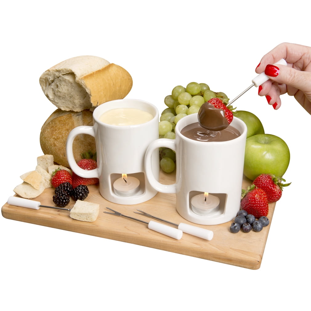 Evelots Mini Fondue Pot Set/Personal Fondue Mugs-Chocolate/Cheese/14 ...