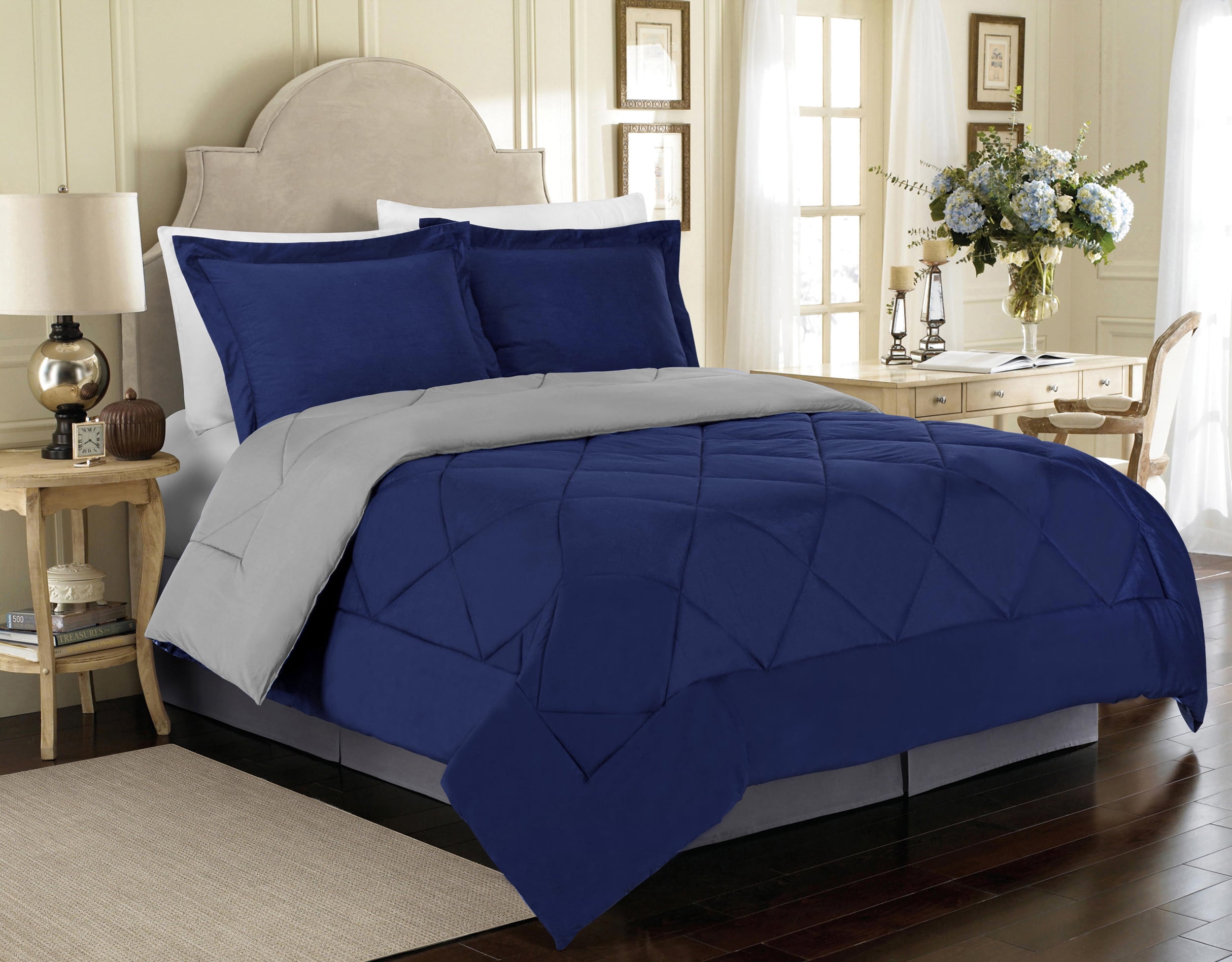 Edredón King Size Reversible Doble Vista Azul y Arena Hudson & Main ...