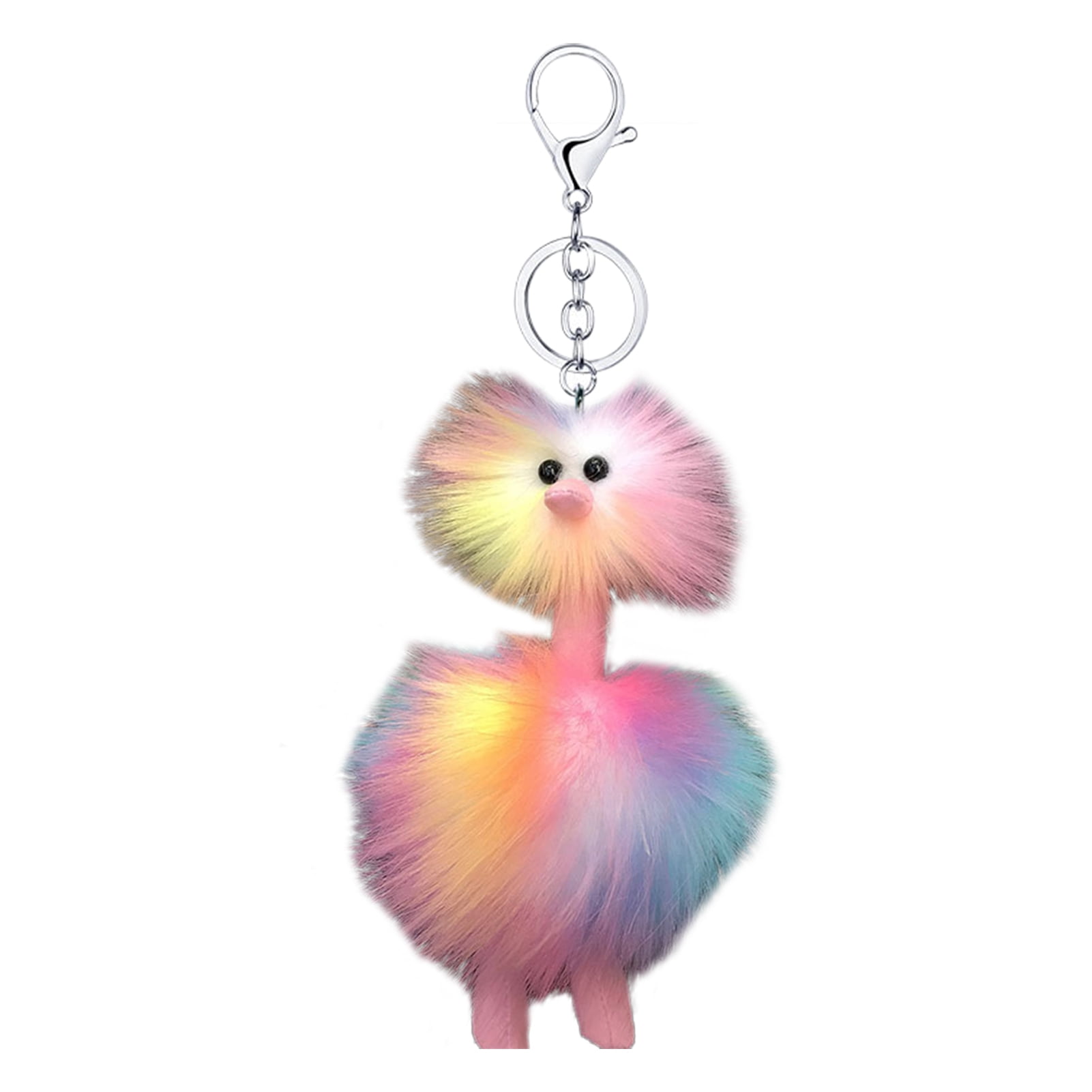 Soft and Cute 18cm Ostrich Plush Keychain with Colored Feather ...