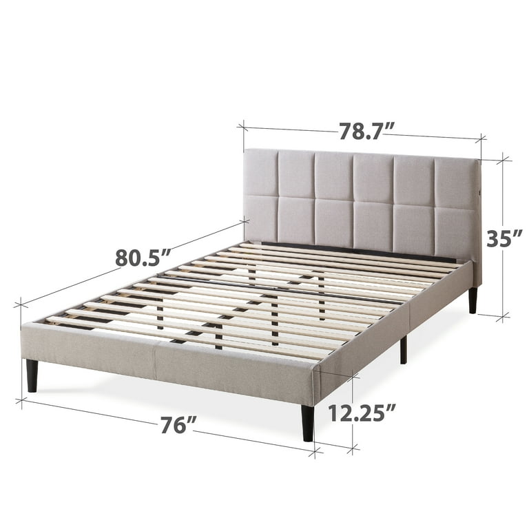 Zinus Lottie 35 Upholstered Platform Bed Frame with USB Ports Beige King