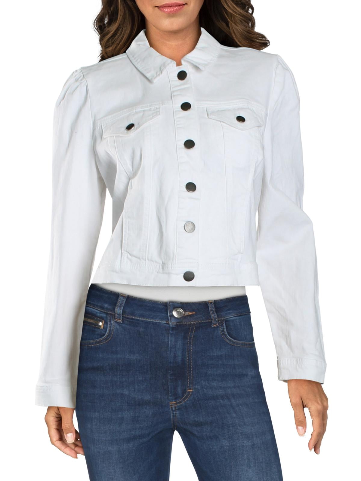 Maison Jules Womens Denim Stretch Jean Jacket White L - Walmart.com
