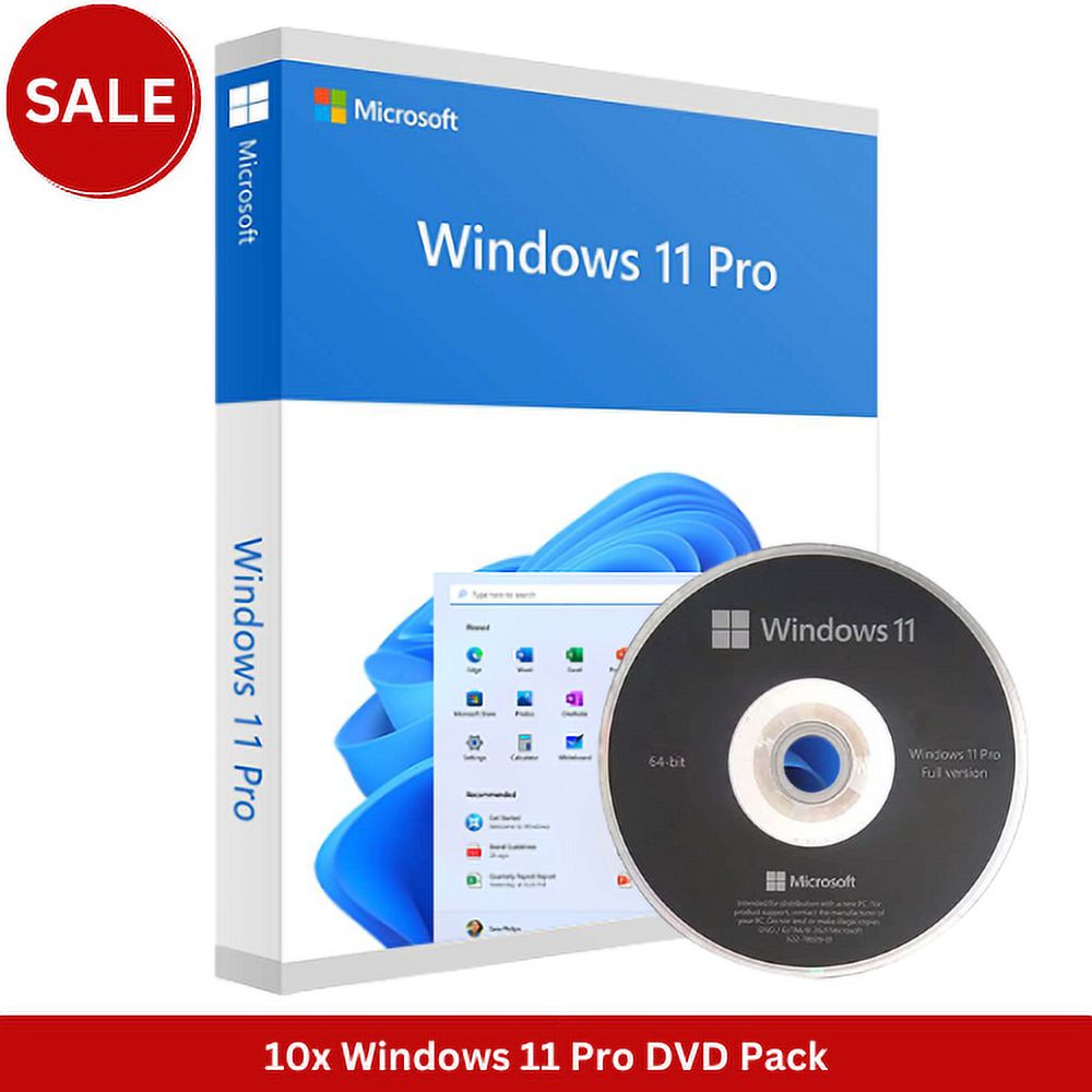 DVD de Microsoft Windows 11 Pro de 64 bits (paquete de 10 DVD ...