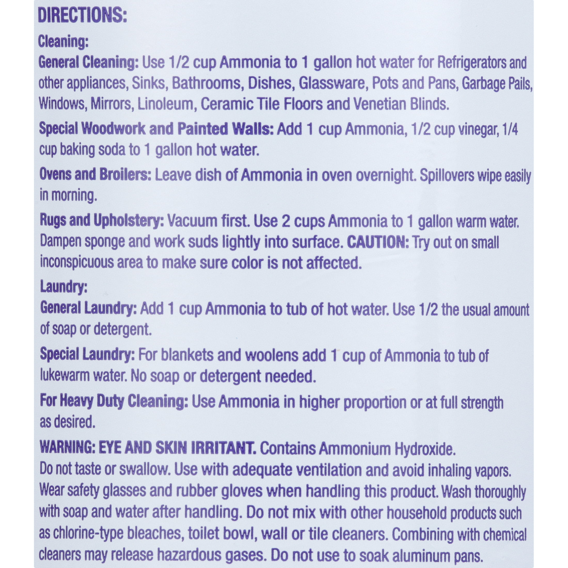 Ammonia Cleaner Label