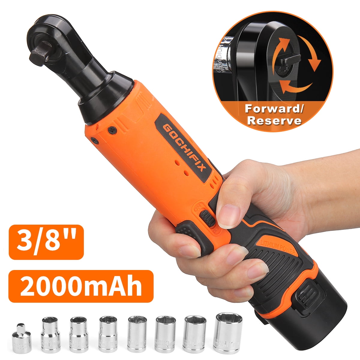 12V 3/8" Cordless Ratchet Wrench Set, Electric One-handed Right Angle ...
