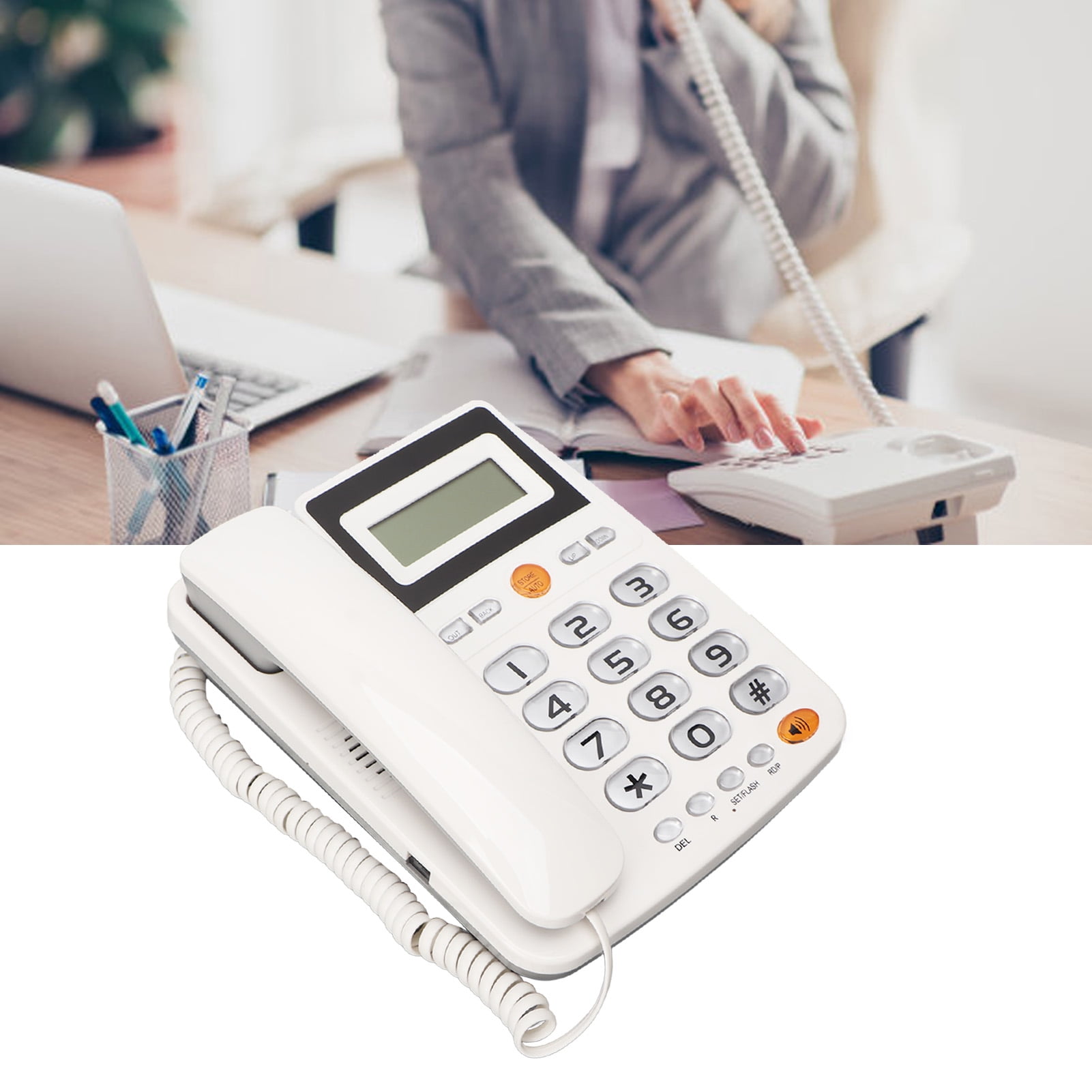 Large Button Phone, Desktop Corded Telephone High Volume HD Hands Free ...