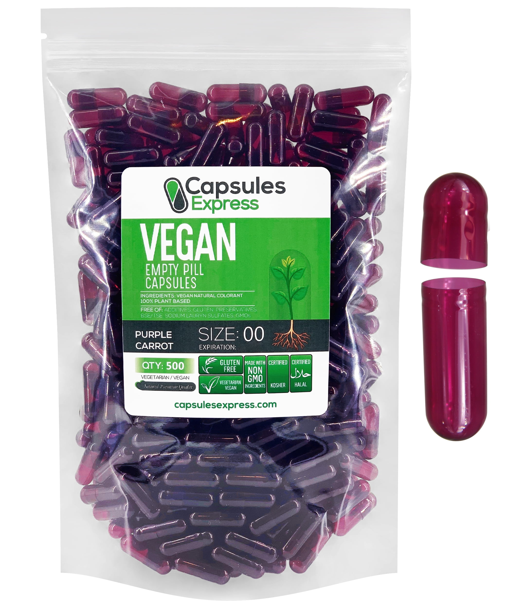 XPRS Nutra Size 00 Purple Carrot Empty Vegan Capsules - Vegetarian ...