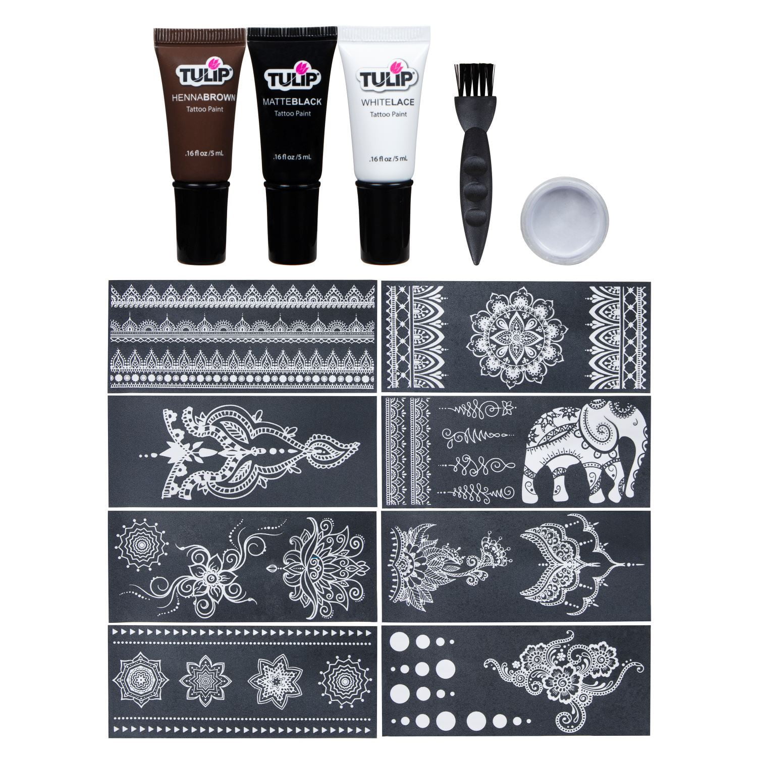 Buy Tulip Ultimate Henna Inspired Kit, Black, Brown, White, Temporary ...