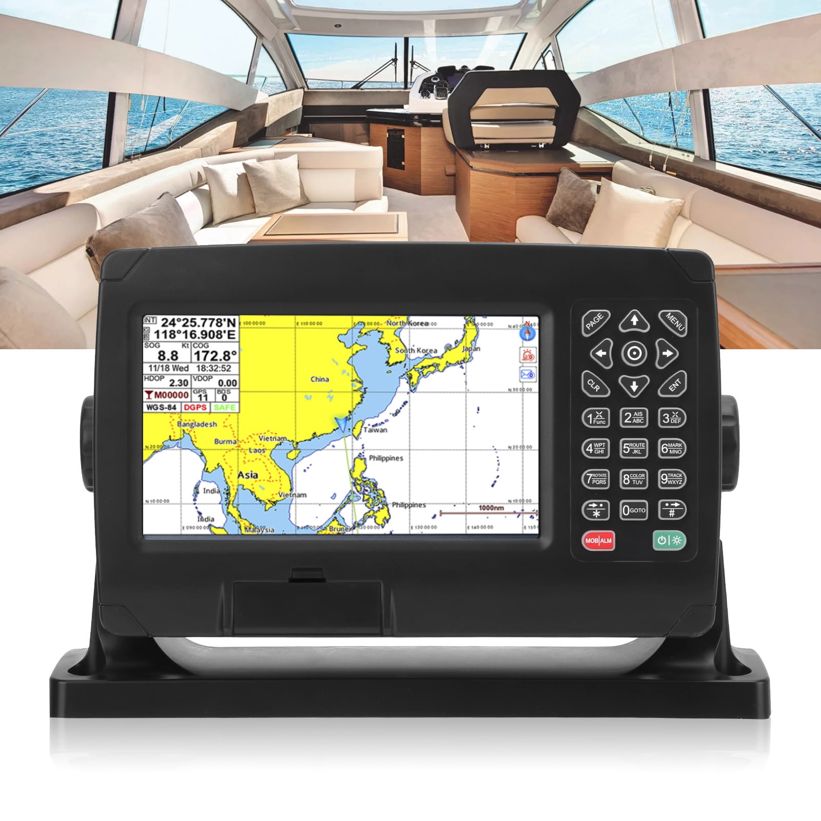 Aramox GPS Chart Plotter Satellite Navigator AIS Transponder With GNSS Antenna Dual Map System ...