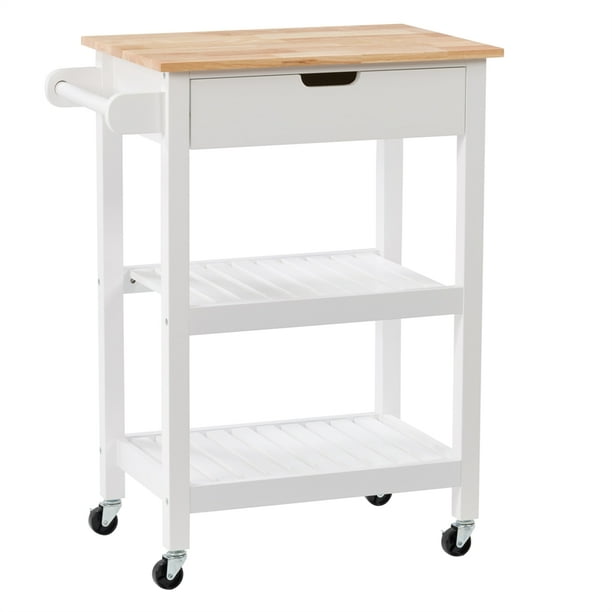 CorLiving Sage White Portable Open Storage Wood Kitchen Cart - Walmart.ca