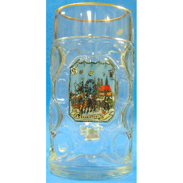 Glass Oktoberfest .5 Liter Dimple Beer Mug with Gold Rim - Walmart.com ...