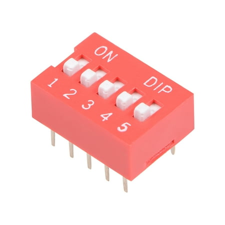 20Pcs Red DIP Switch Horizontal 1-5 Positions 2.54mm Pitch for Circuit ...