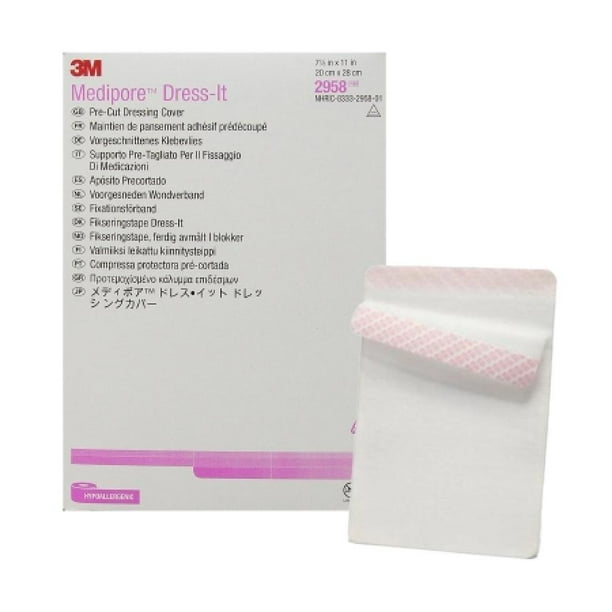 3M Medipore Dress-it Pre-Cut Dressing Covers/Retainers, 7-7/8 Inches x ...