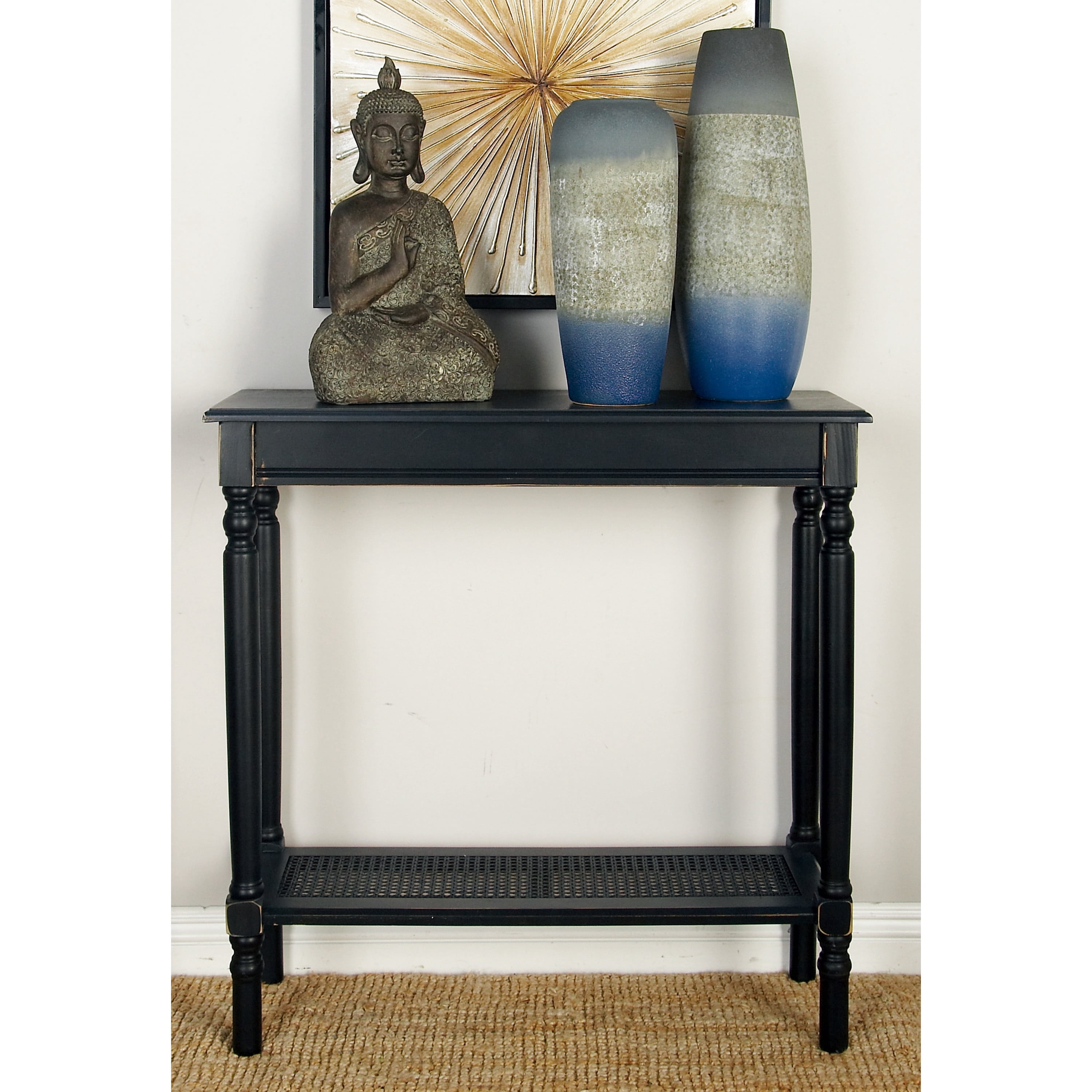DecMode Black Traditional Wood Console Table, 31"W x 32"H - Walmart.com