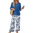 Abstract Paint Splatter Print Two Piece Set for Women, 3/4 Sleeve ...
