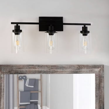 Costway 3-Light Wall Sconce, Bathroom Vanity Light with Clear Glass ...
