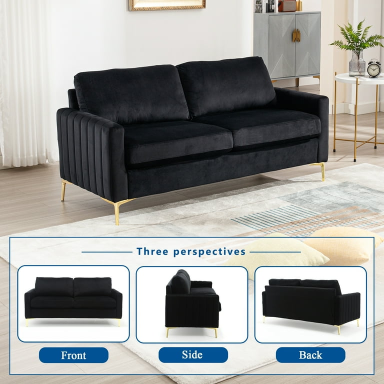 Muumblus 65 inch Loveseat Sofa Adult 2 Seater Sofa for Small Space Tufted Velvet Couch Mid Century Modern Small Couches for Living Room Bedroom